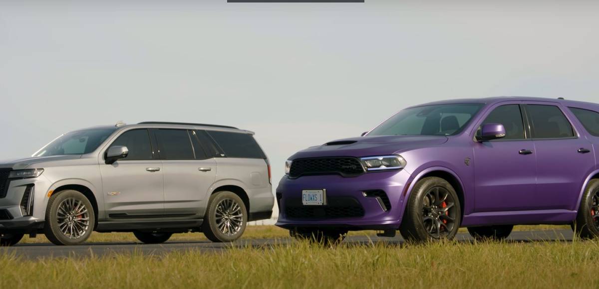 Watch The Dodge Durango Hellcat Smoke A Cadillac Escalade-V On The Drag ...