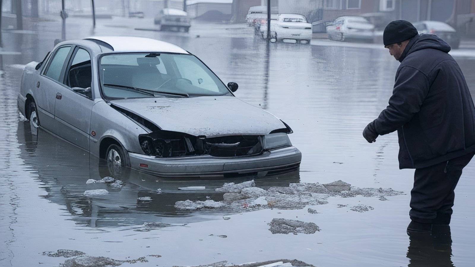 How These Detroit Cars Found Themselves Frozen In Water Up To Their Hoods