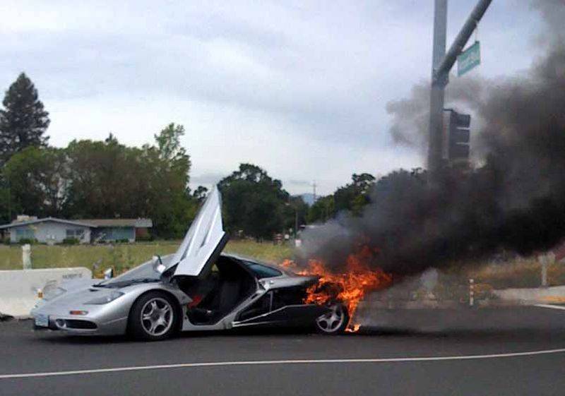 McLaren F1 caught fire