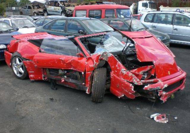 Man crashes his Ferrari F355 Spider to avoid hitting a fox