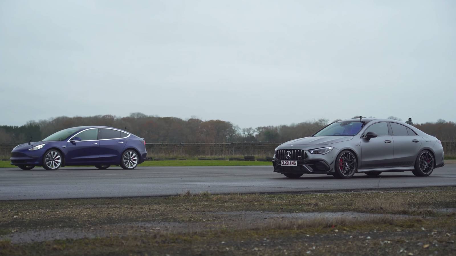 Watch The Mercedes-AMG CLA45 Pin Down The Tesla Model 3 Performance ...